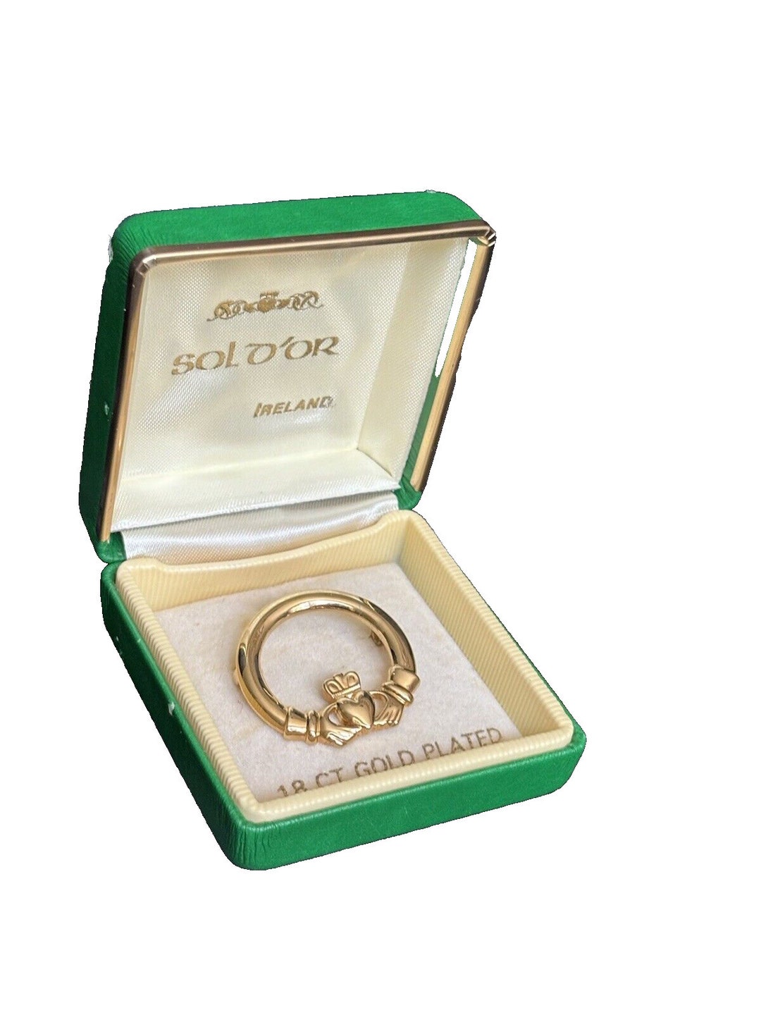 Vintage Irish Claddagh Brooch Pin by Sol D'OR Gold Plated & Original ...