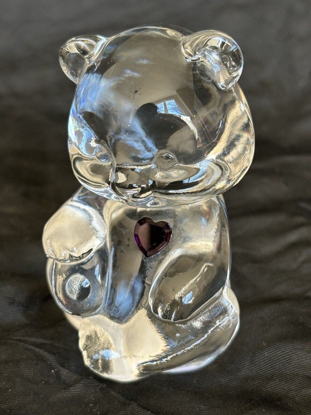 Vintage Fenton Teddy Bear Clear Glass Figurine February Birthstone ...