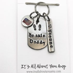 Be Safe Daddy Keychain, Deployment Keychain, Deployment Gift From Kids ...