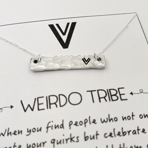 Weirdo Tribe Necklace: Hammered Aluminum Bar, Sterling Silver Chain - Etsy