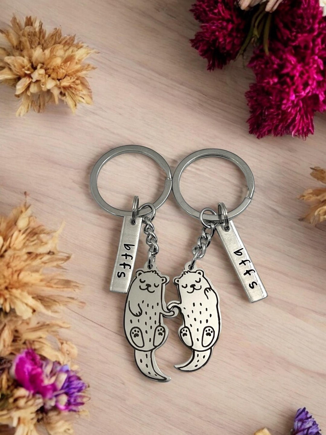 Best Friend Matching Keychain Otter Keychain, Best Friend Gift ...