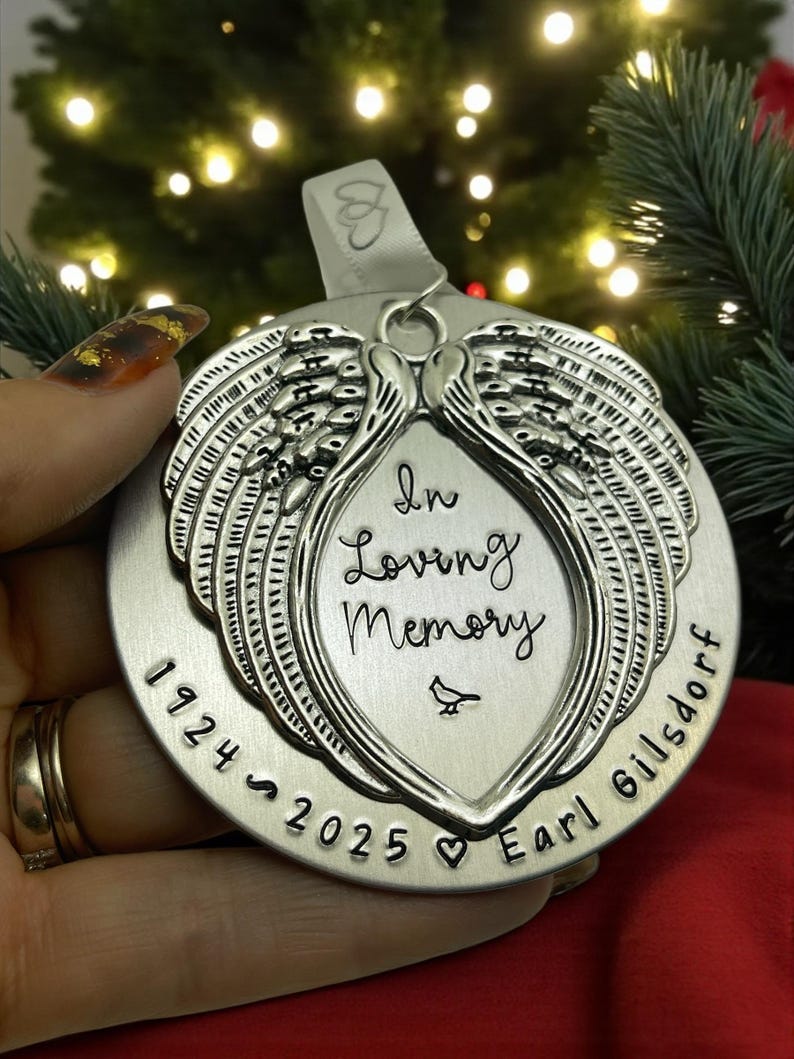 In Loving Memory Angel Wings Memorial Ornament, Personalized Memorial ...