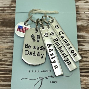 Be Safe Daddy Keychain, Deployment Keychain, Deployment Gift From Kids ...