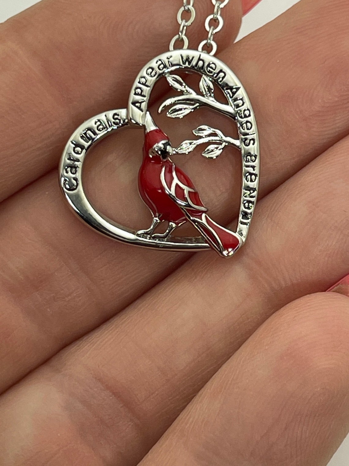 Cardinal Necklace Memorial Necklace Loss of Loved One | Etsy