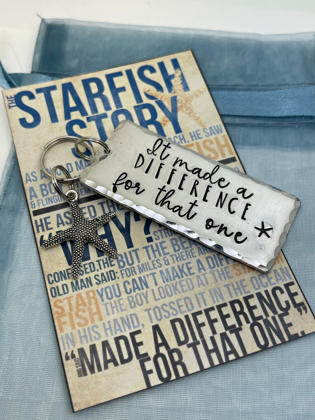 Starfish Story Keychain, It Made a Difference to That One Handmade ...