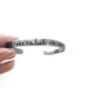 Personalized Cuff Bracelet, Custom Name, Custom Phrase, Inspirational ...