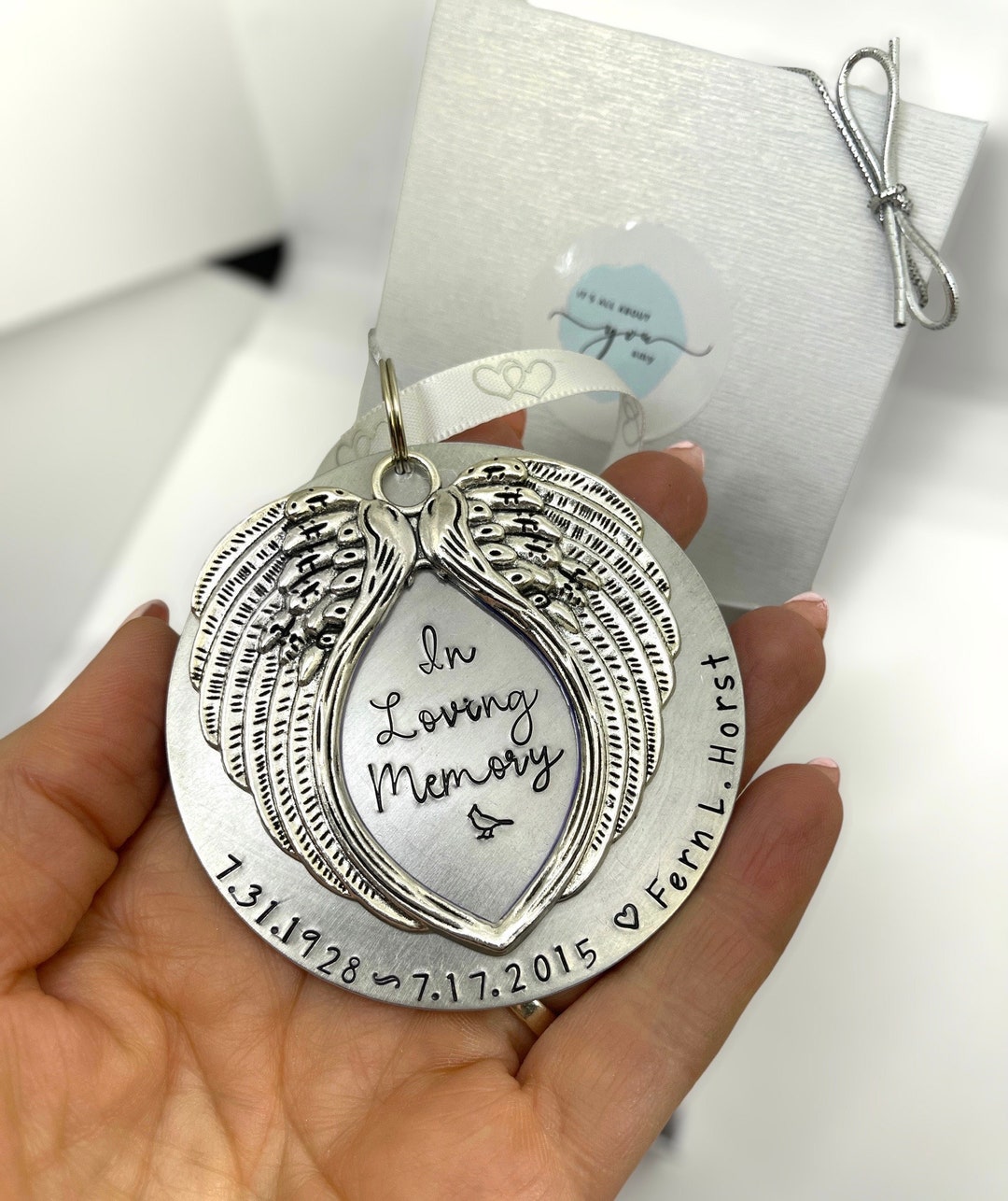 In Loving Memory Angel Wings Memorial Ornament Personalized - Etsy ...
