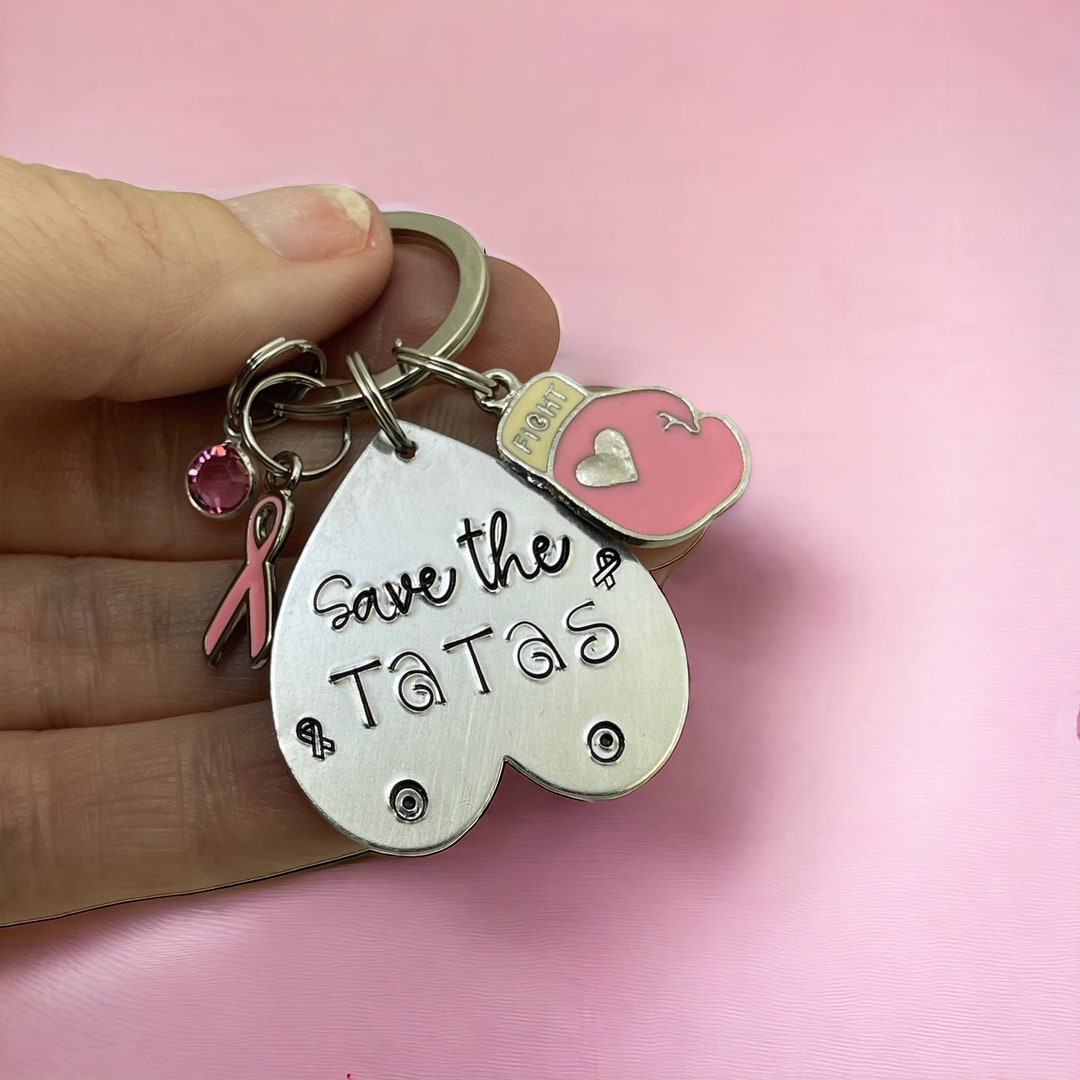 Save the Tatas Pink Breast Cancer Awareness Keychain for Strong Women ...