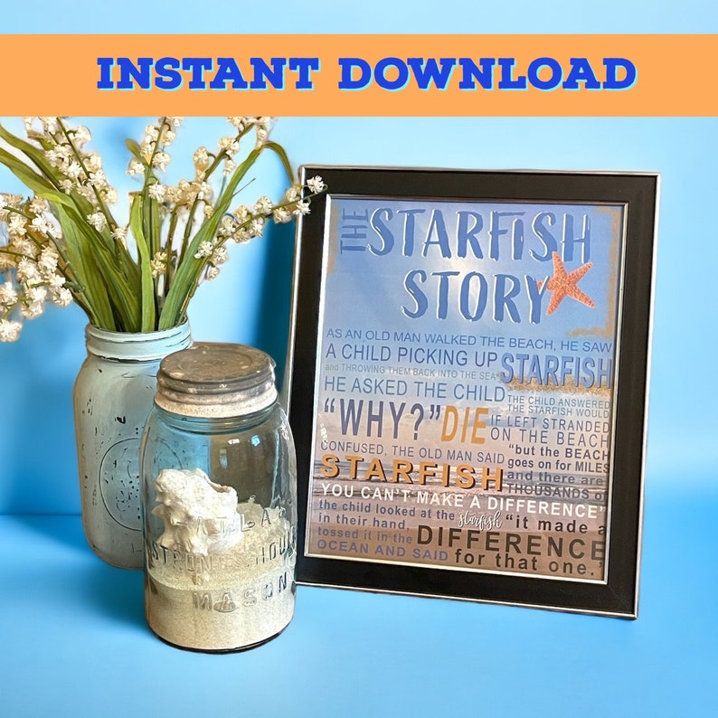 Starfish Story It Matters to This One Inspirational Print, Teacher ...