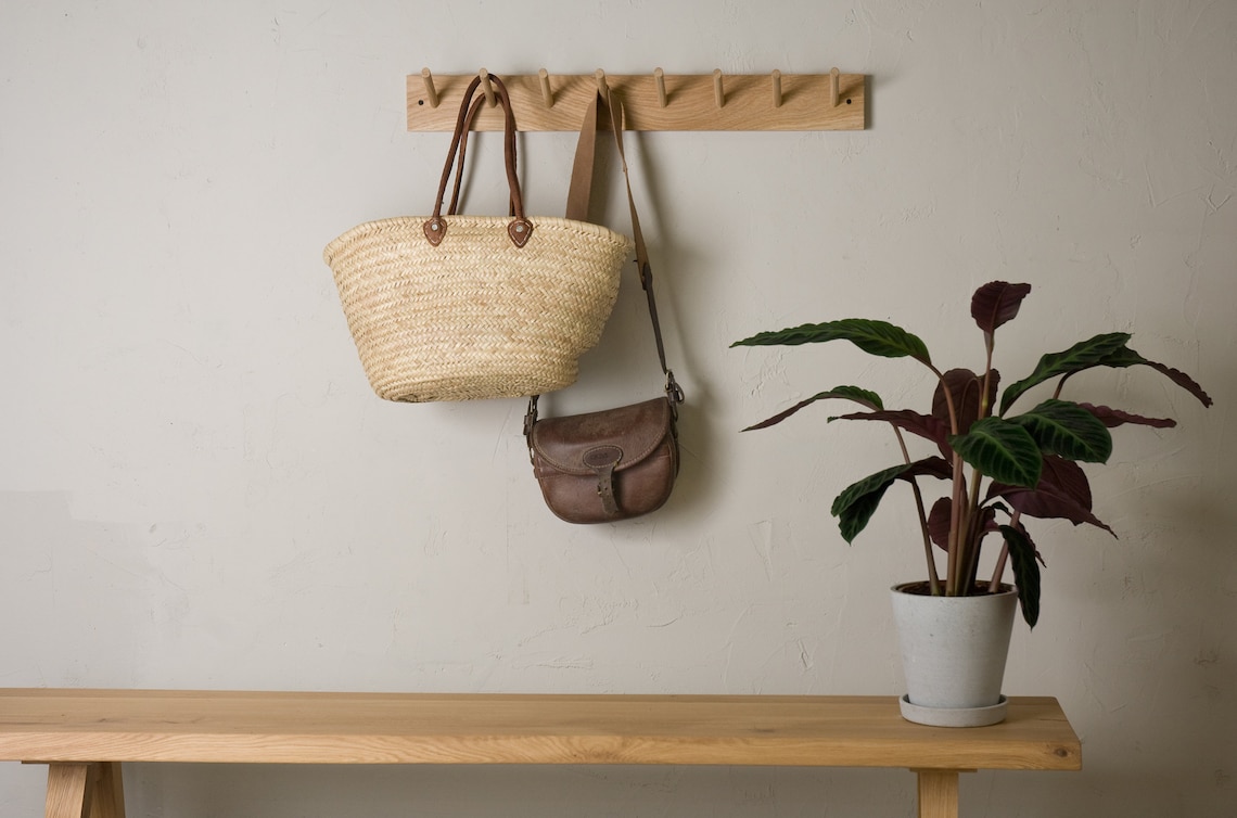 Solid Oak Peg Rail Handmade Oak Coat Rack | Etsy UK