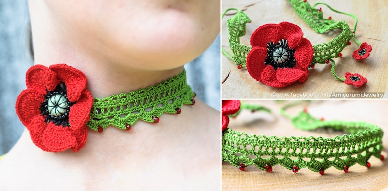 Crochet Choker Necklace PATTERN - Crochet Jewelry - Crochet Necklace ...