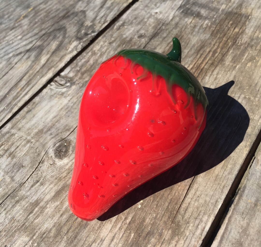 Hand Blown Strawberry Glass Pipe - Durable Smoking Bowl - Fruit Decor ...