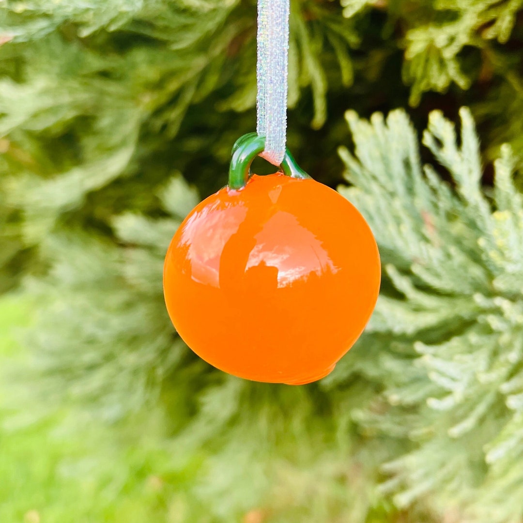 Mini Orange Fruit Glass Ornament - Handblown Christmas Bauble - Festive ...