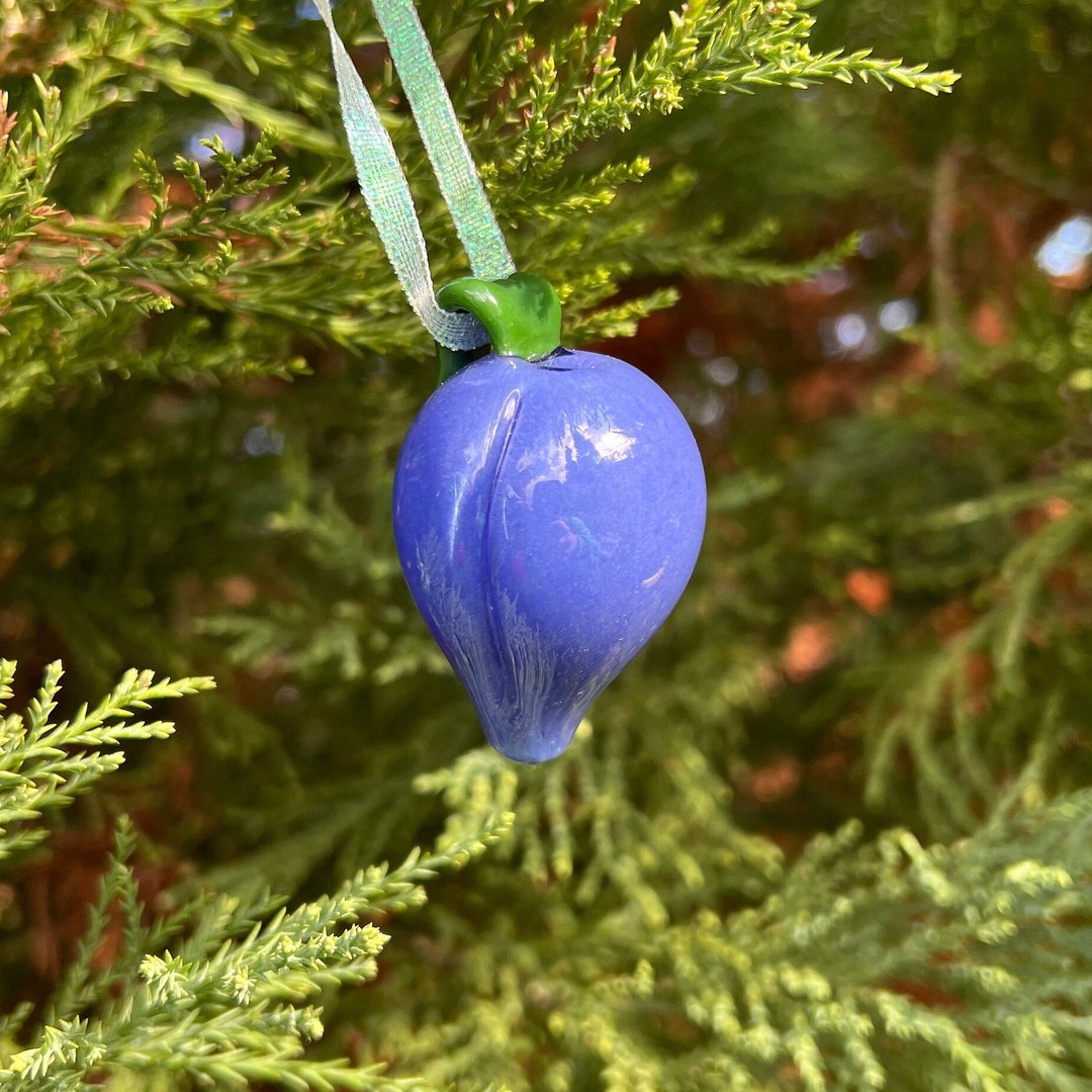Christmas Ornament, Mini Plum Glass Ornament, Plum Fruit Decor, Glass ...