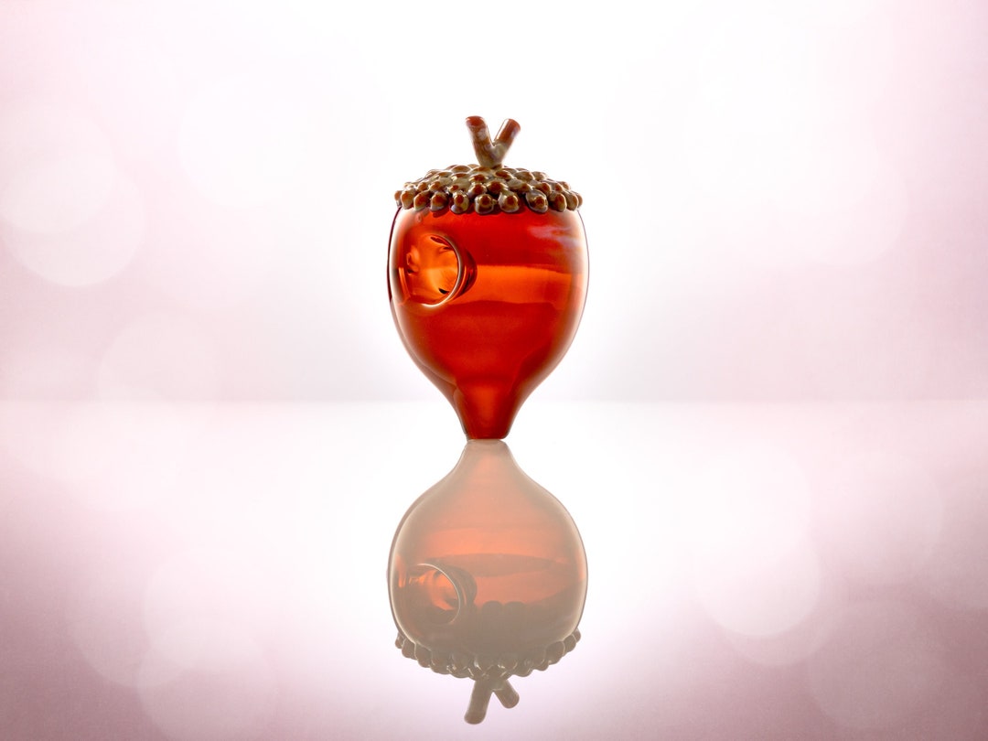 Handblown Glass Smoking Pipe - Acorn Sculpted Smoking Bowl for Oak ...