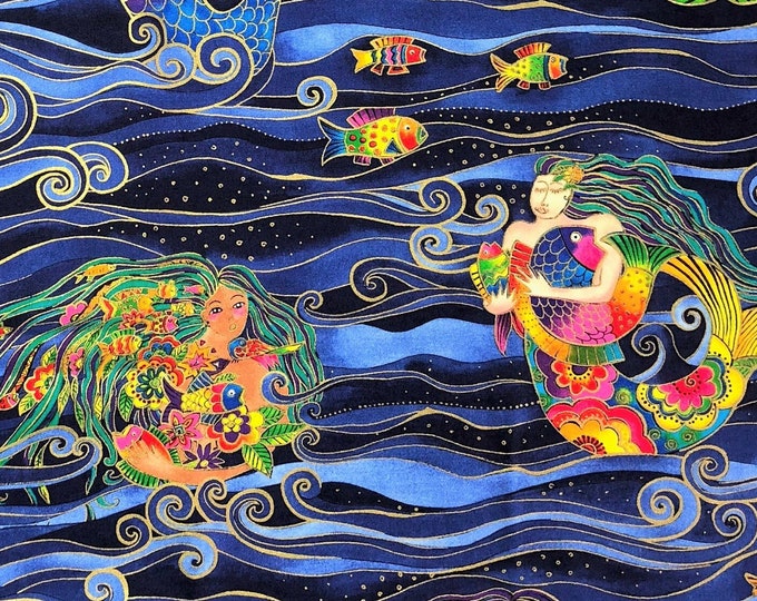 Laurel Burch OCEAN SONGS Mermaids Fabric - SHY 1/2 Yard - Etsy
