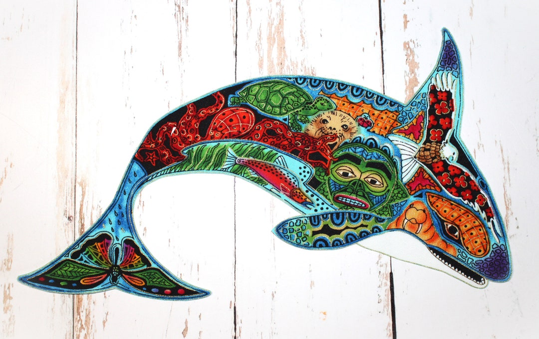Iron-on APPLIQUE ORCA Tribal Native American Ocean Life Art Hand-cut ...