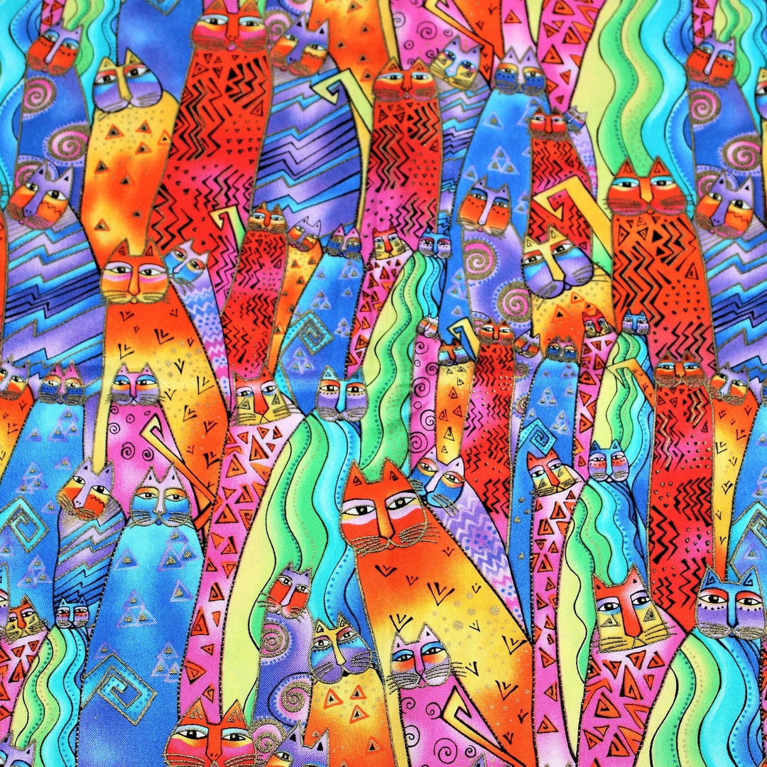 Laurel Burch FELINES & CANINES Tall Packed Cats - Generous 3/4 Yard - Etsy