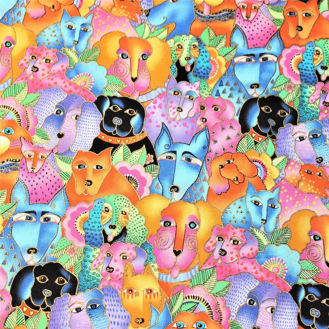 Laurel Burch FELINES & CANINES Packed Dogs Fabric BTHY - Etsy
