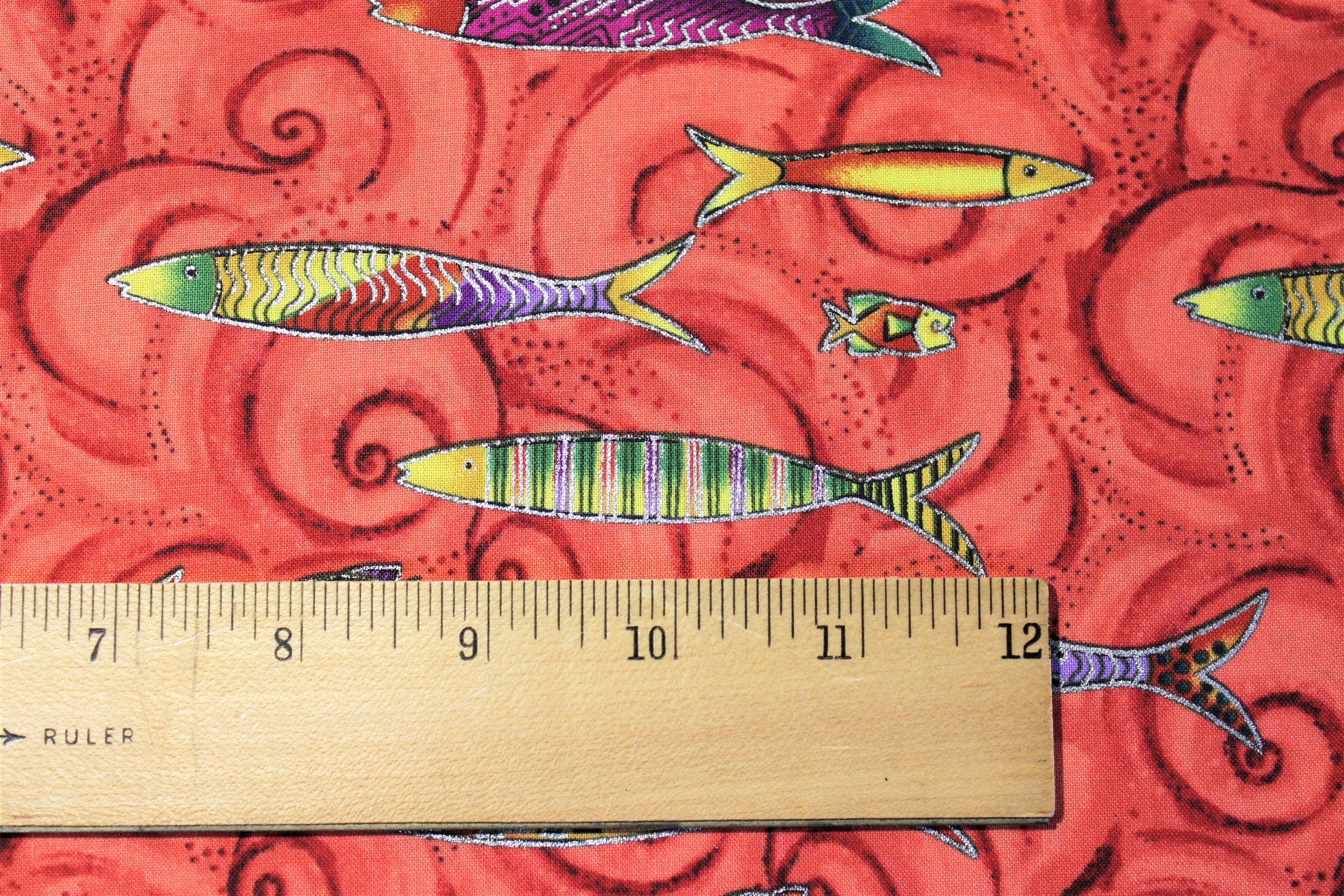 Laurel Burch SEA GODDESS Large Fish Fabric Coral Orange - BTHY - Etsy