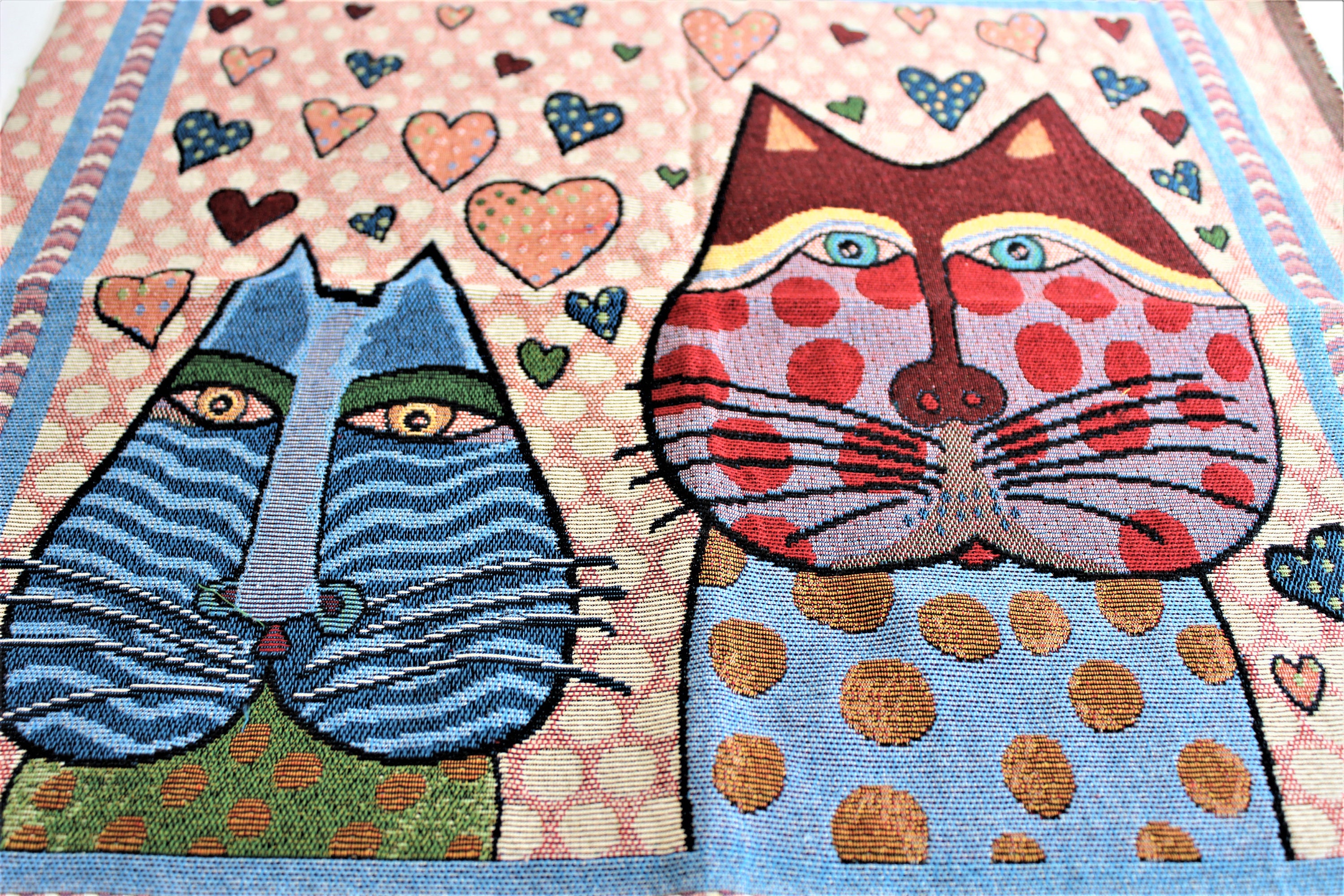 Cats FABRIC PANEL Tapestry Jacquard Pillow Panel Cat Duo - Etsy