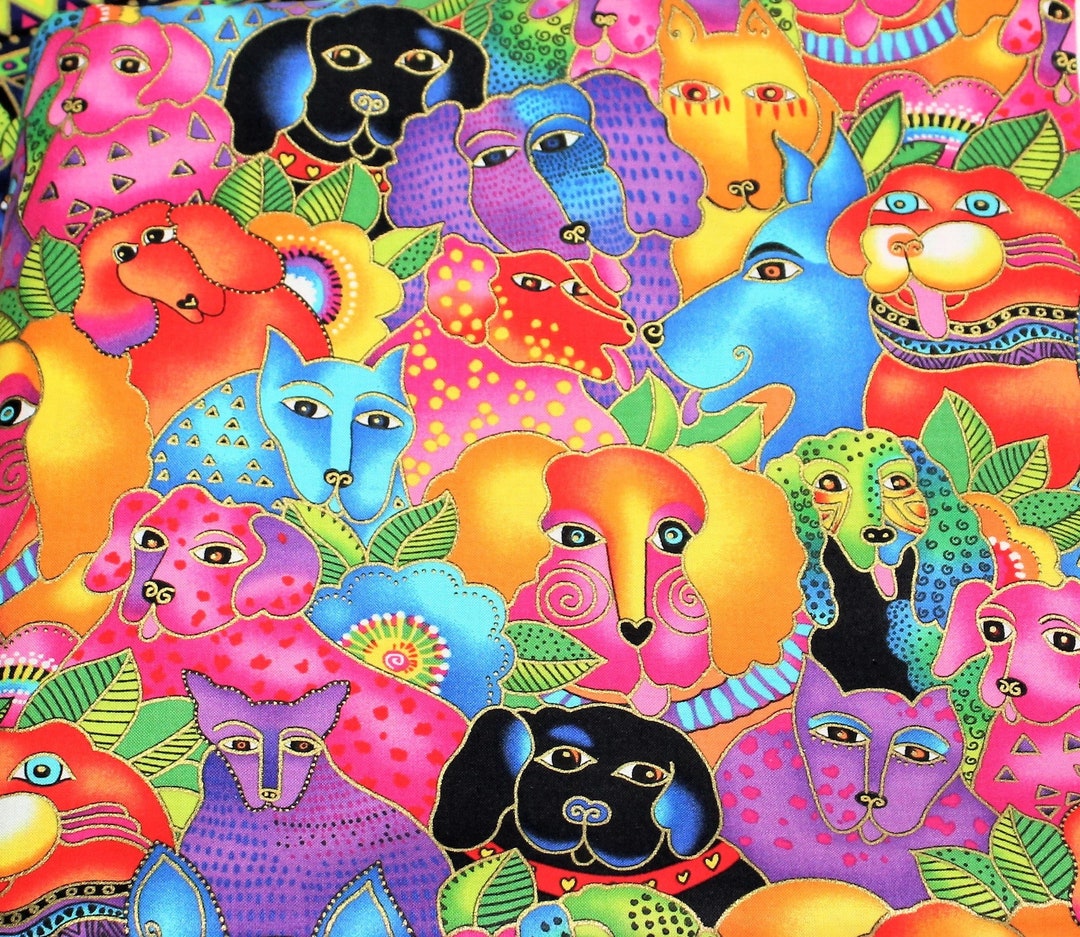 Laurel Burch Dogs & Doggies Packed Dogs Fabric - BTHY - Etsy