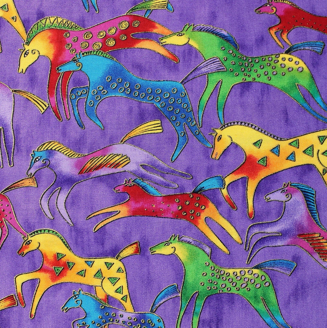 Laurel Burch MYTHICAL HORSES Lavender Running Horses Fabric - BTHY - Etsy