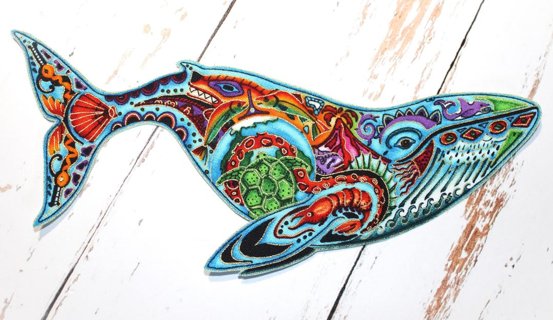 Iron-on APPLIQUE WHALE Tribal Native American Ocean Life Art Hand-cut ...