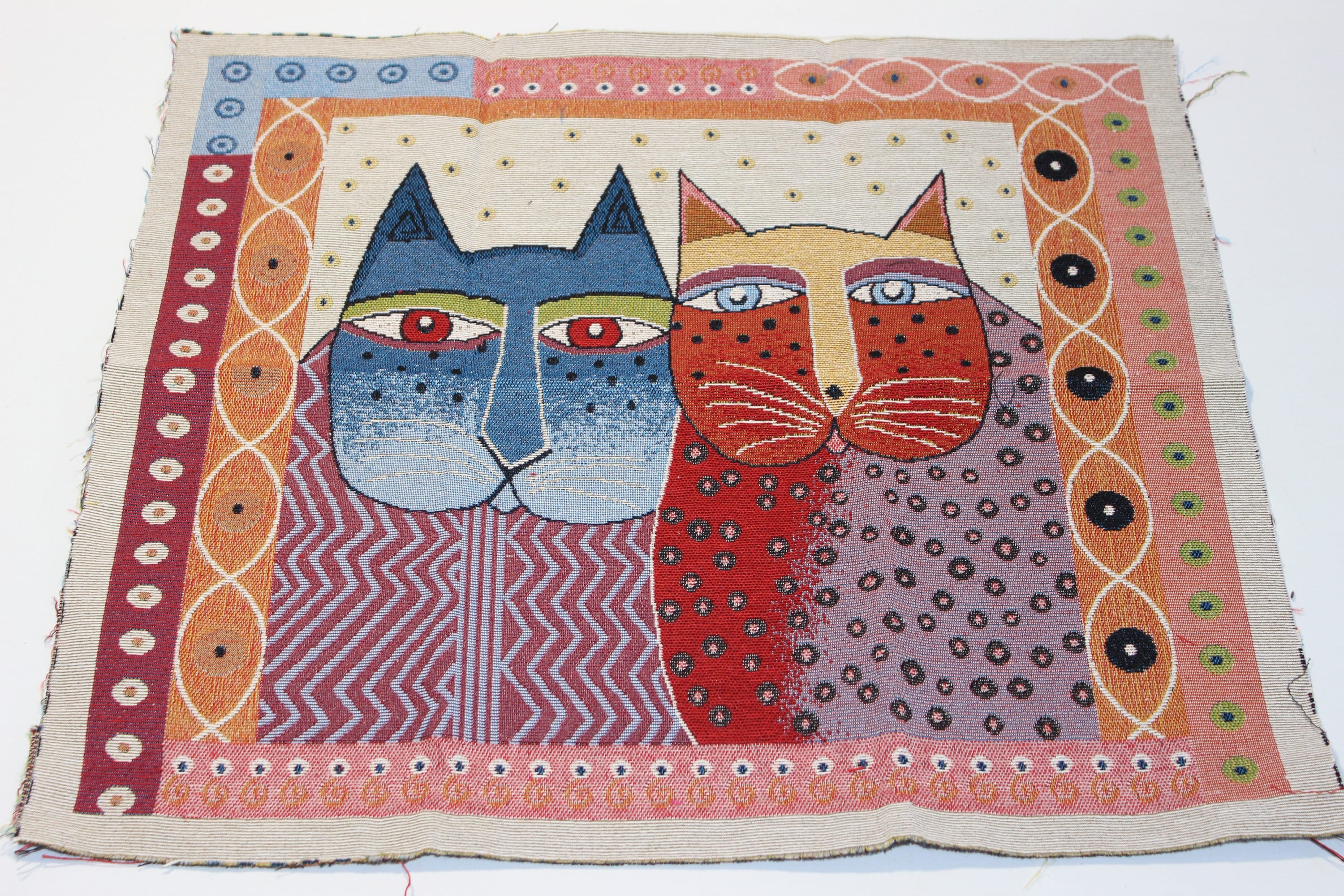 Cats FABRIC PANEL Tapestry Jacquard Pillow Panel Cat Couple | Etsy