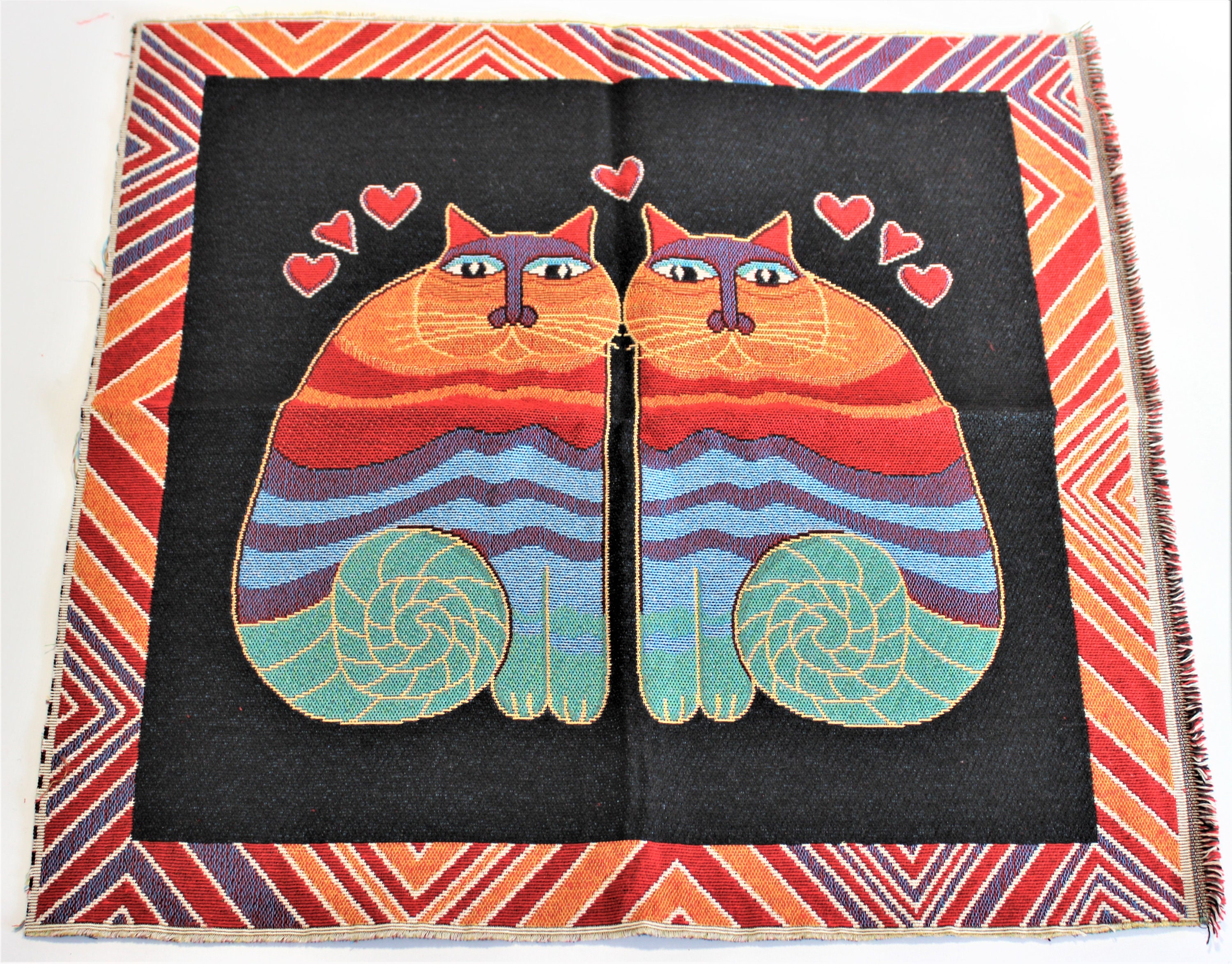 Cats FABRIC PANEL Tapestry Jacquard Pillow Panel Rainbow | Etsy