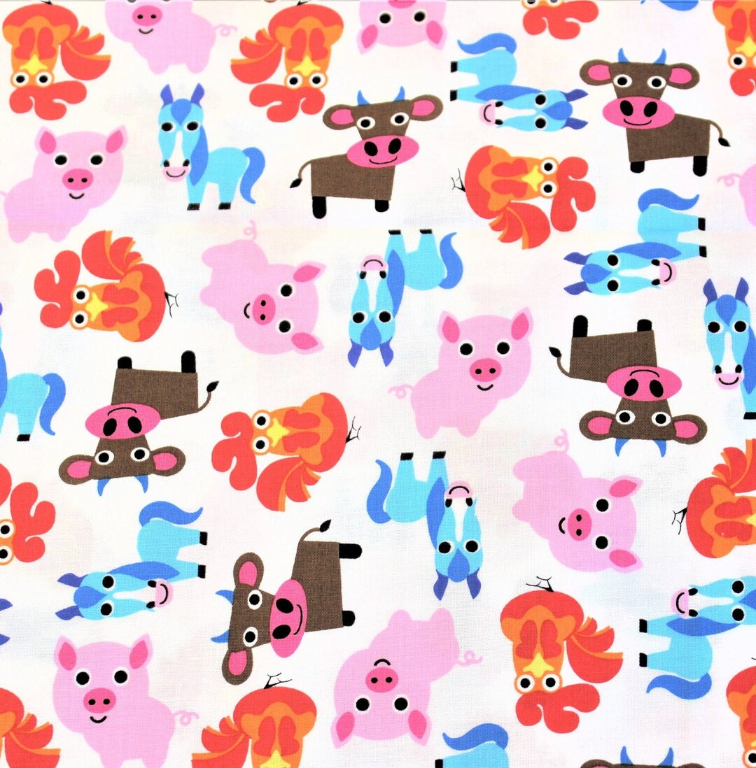 PIG COW HORSE Chicken Farm Animal Toss Fabric From Windham Fabrics - Etsy