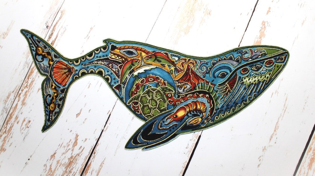 Iron-on APPLIQUE WHALE Tribal Native American Ocean Life Art Hand-cut ...