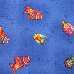 Laurel Burch SEA GODDESS Small Tossed Fish Fabric Blue BTHY - Etsy