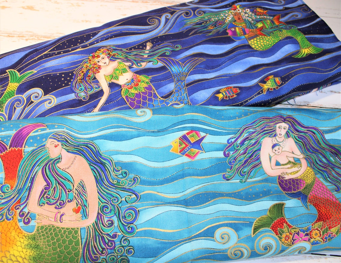 Laurel Burch OCEAN SONGS Mermaids Fabric BTHY | Etsy