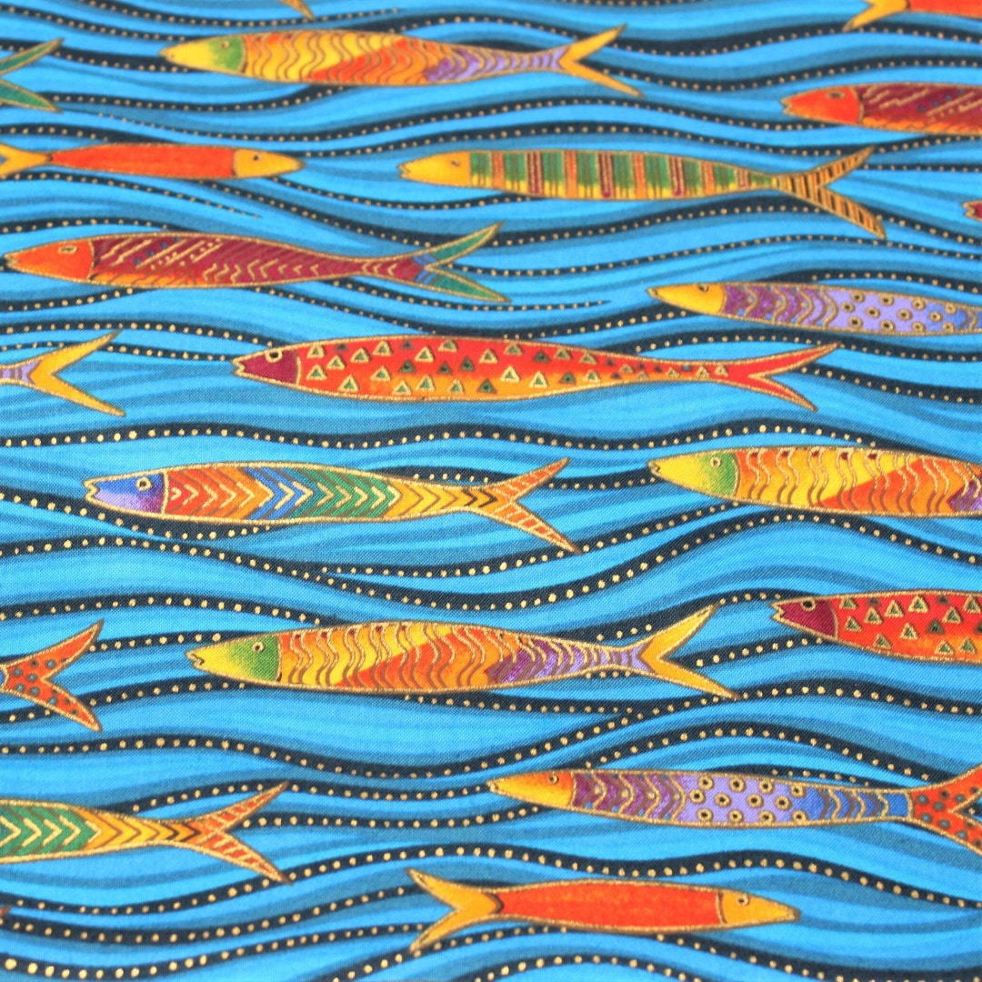 Laurel Burch SEA SPIRITS Bright Fish Light Blue - 3/4 YD - Etsy