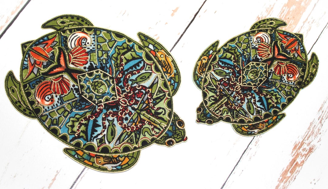 Iron-on APPLIQUE SET Sea Turtles Tribal Native American Ocean Life Art ...