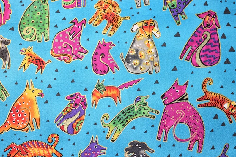 Laurel Burch Dogs & Doggies Scattered Dogs Fabric BTHY - Etsy