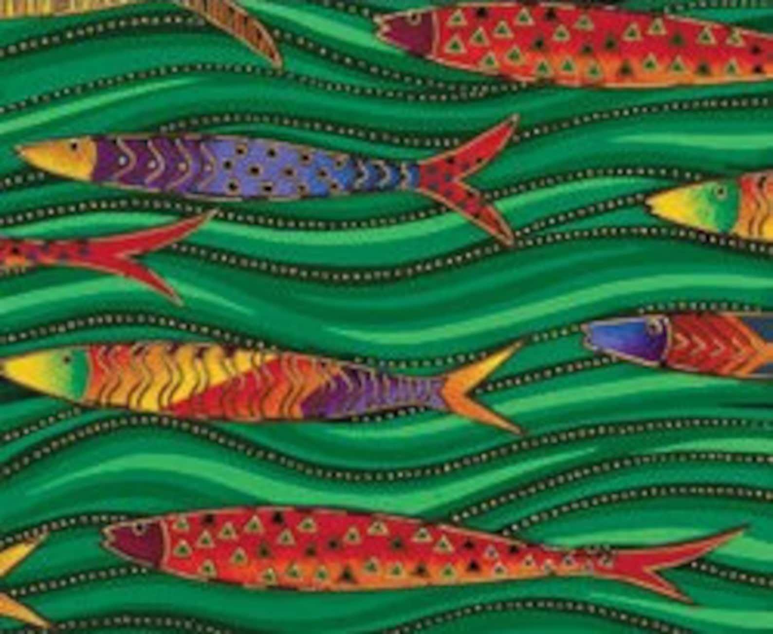 Laurel Burch SEA SPIRITS Bright Fish Green - BTHY - Etsy