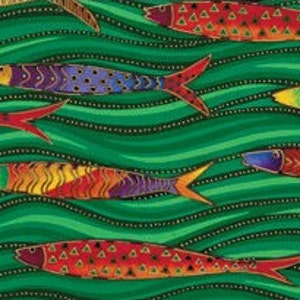 Laurel Burch SEA SPIRITS Bright Fish Green - BTHY - Etsy