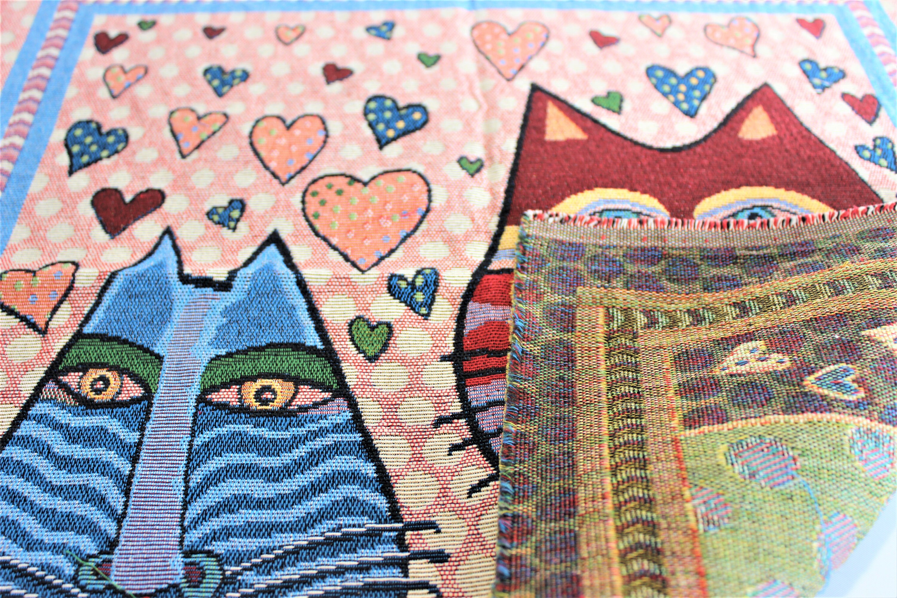 Cats FABRIC PANEL Tapestry Jacquard Pillow Panel Cat Duo - Etsy