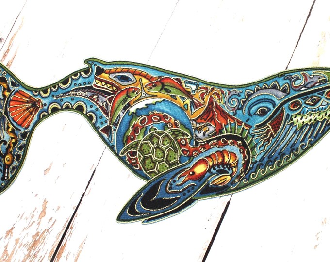 Iron-on APPLIQUE WHALE Tribal Native American Ocean Life Art Hand-cut ...