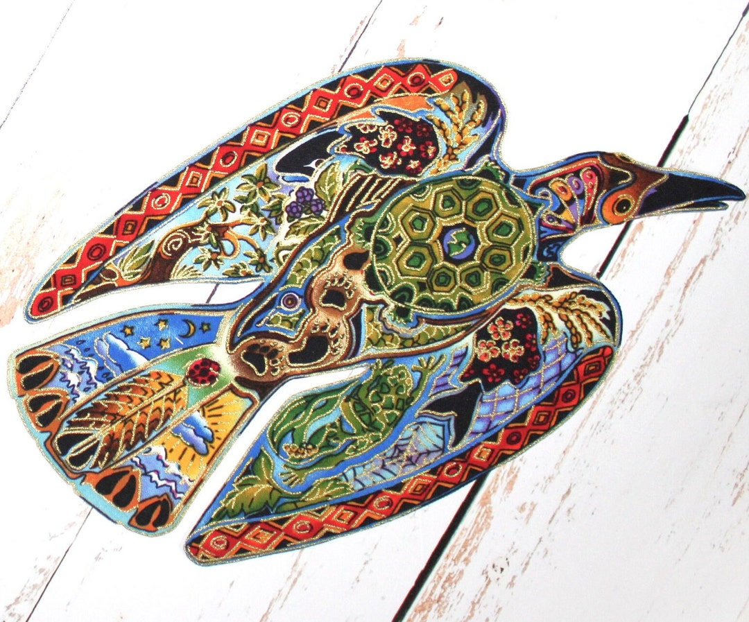 Iron-on APPLIQUE RAVEN Tribal Native American Wildlife Art Hand-cut ...