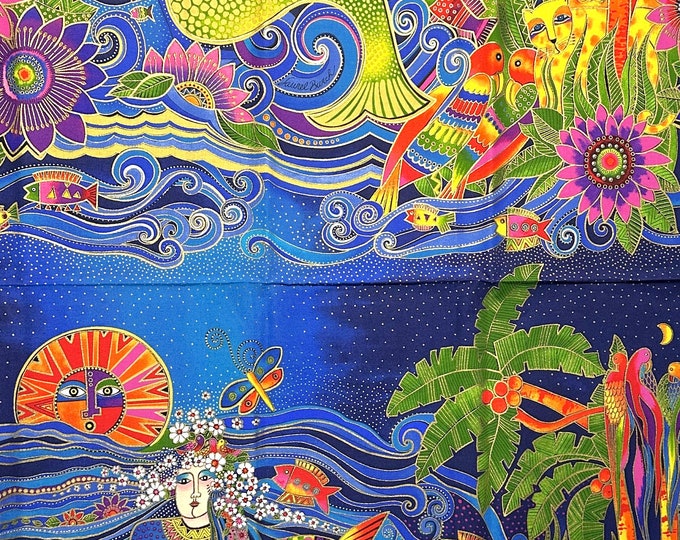 Laurel Burch OCEAN SONGS Mermaid Fabric DOUBLE Panel 44 X 22 1/2 - Etsy