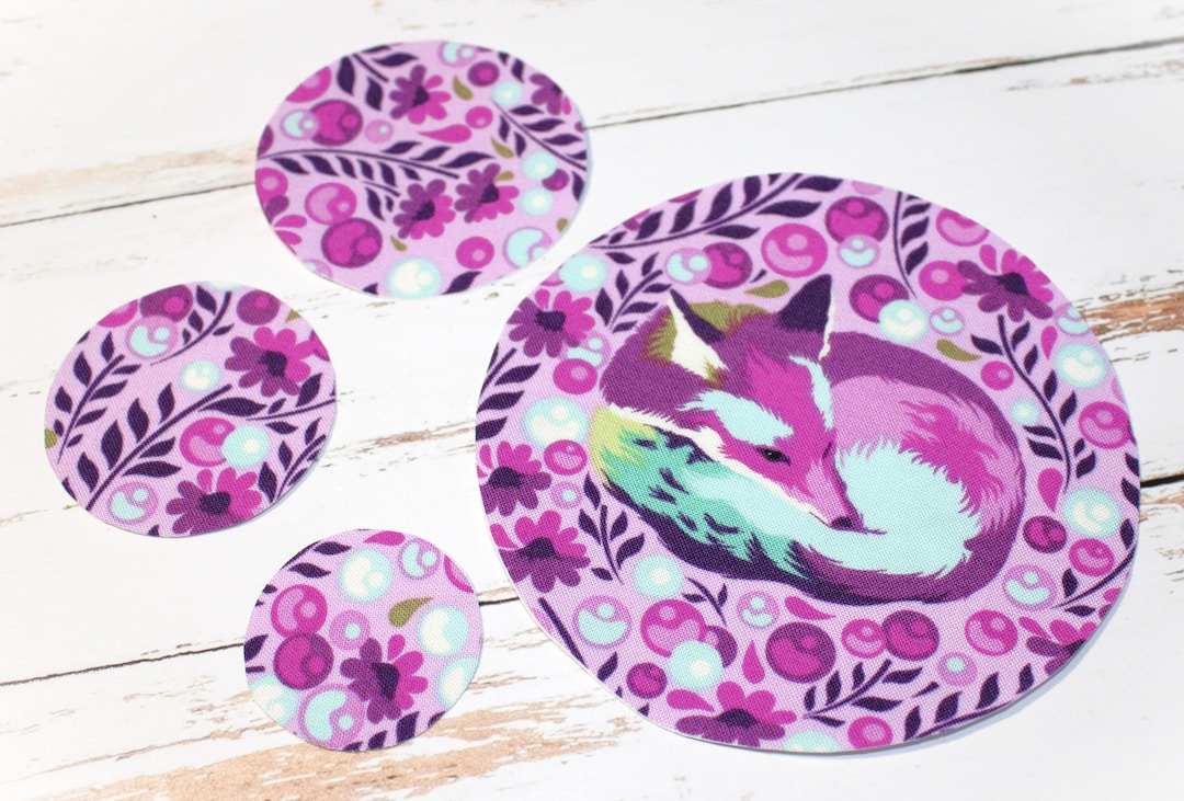 Fabric Iron-on APPLIQUE SET Fox Chipper Raspberry Dots Hand-cut Quilt ...