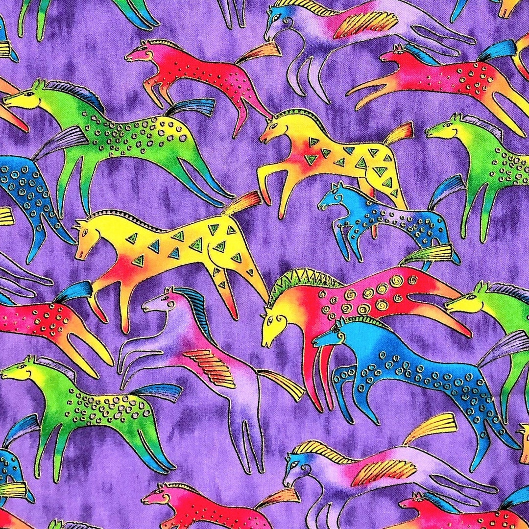 Laurel Burch MYTHICAL HORSES Lavender Running Horses Fabric - Etsy