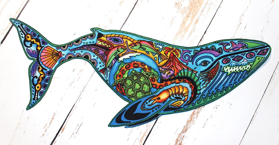 Iron-on APPLIQUE WHALE Tribal Native American Ocean Life Art Hand-cut ...