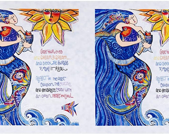 Laurel Burch SEA GODDESS Mermaid Fabric 2 Block Panel Periwinkle - Etsy