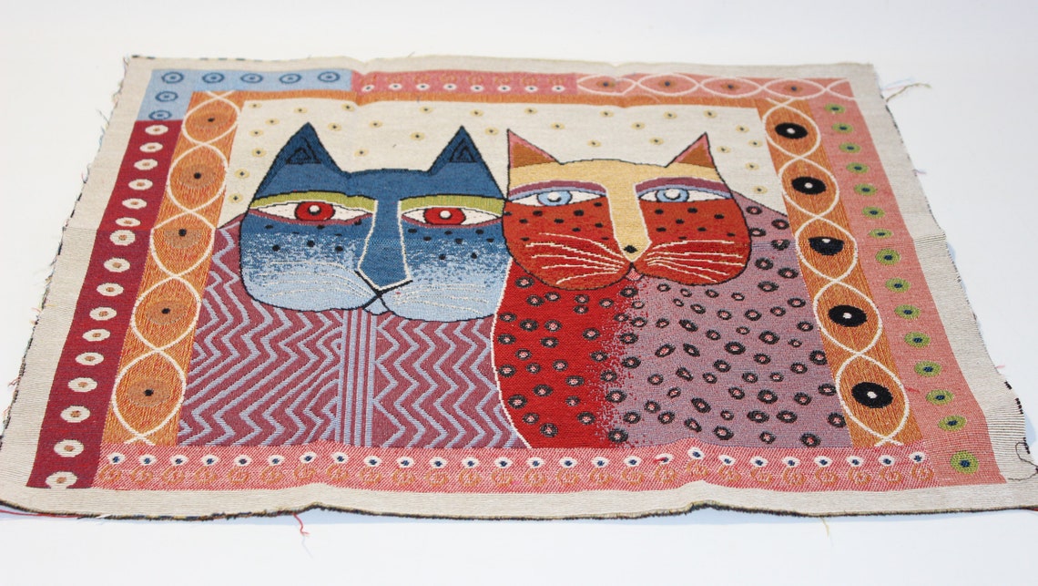 Cats FABRIC PANEL Tapestry Jacquard Pillow Panel - Cat Couple - Etsy