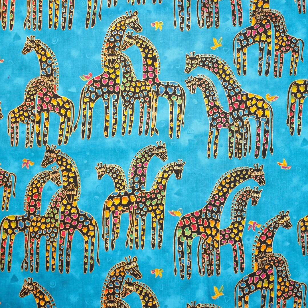 Laurel Burch MYTHICAL JUNGLE Giraffes Blue - Generous 1/3 YD - Etsy