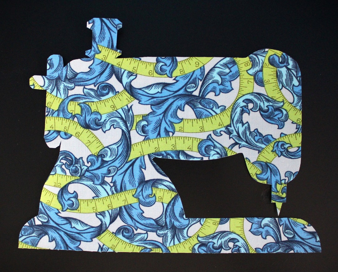Iron-on APPLIQUE Fabric Sewing Machine Measure Twice Noon Hand-cut ...